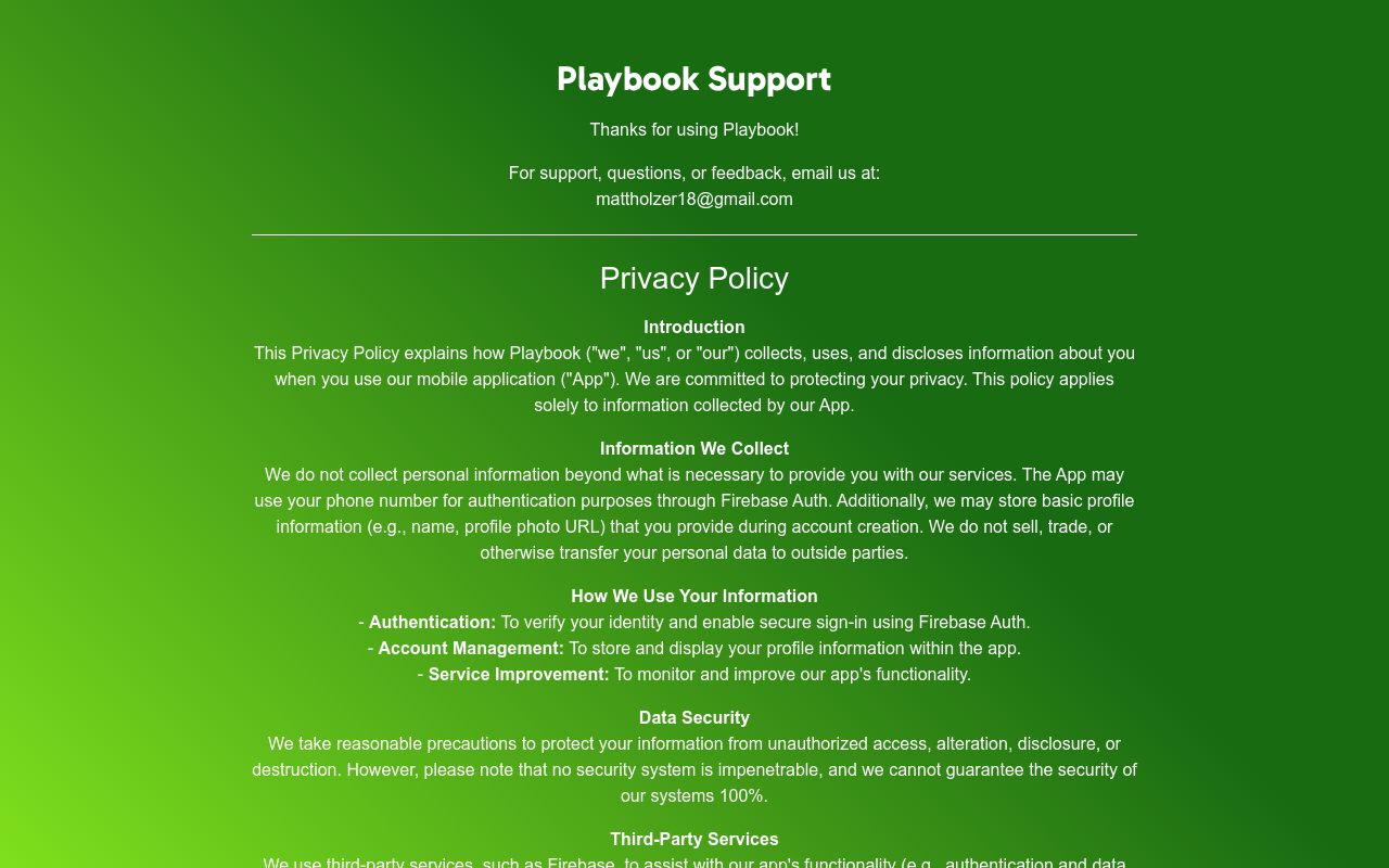 Playbook Support